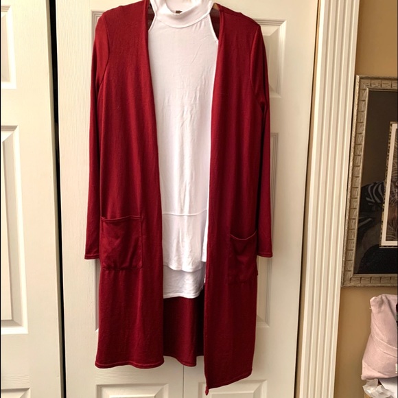 Revamped | Sweaters | Long Red Revamped Lightweight Duster Nwt | Poshmark